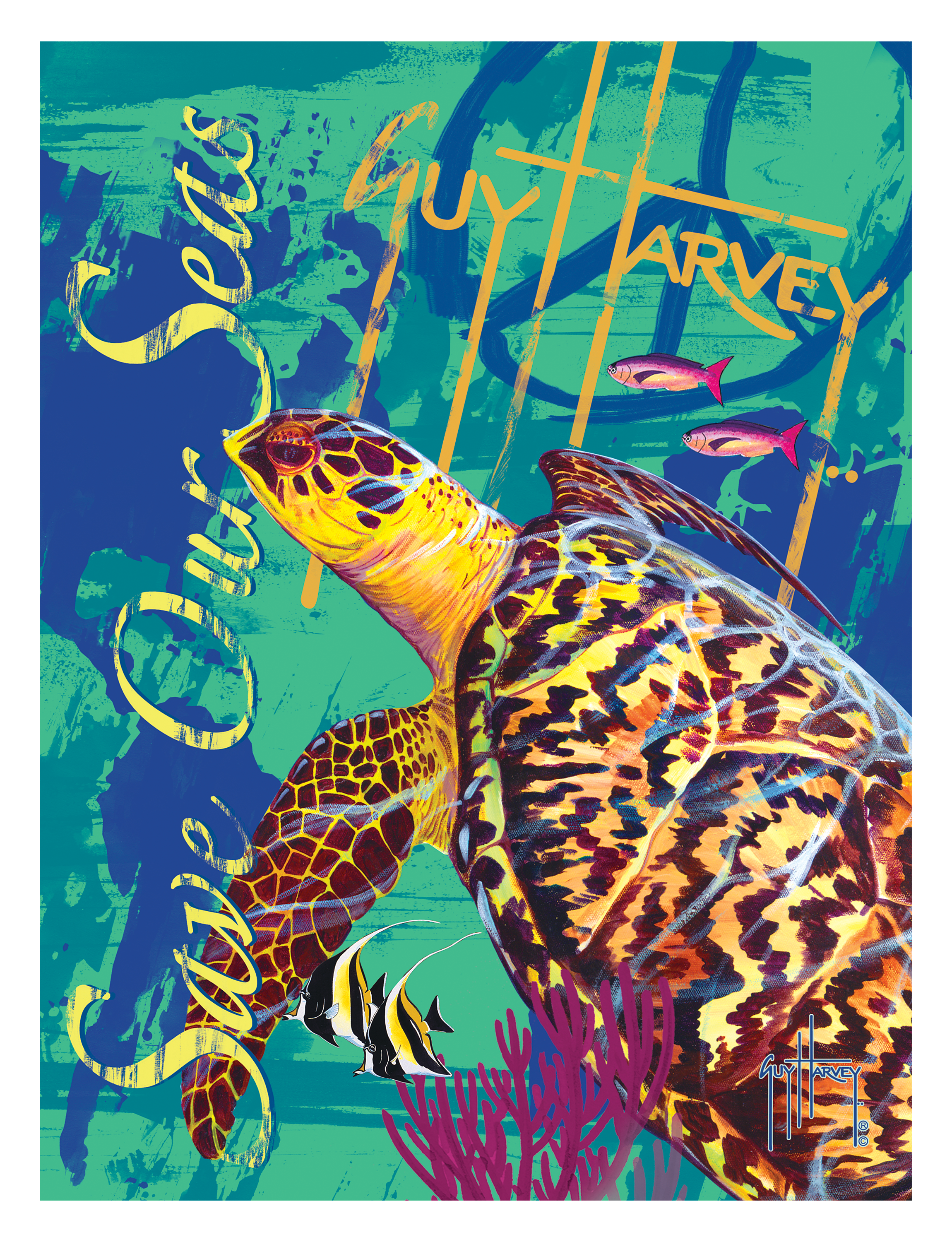 Guy Harvey Save Our Seas Sea Turtle Poster | Bass Pro Shops